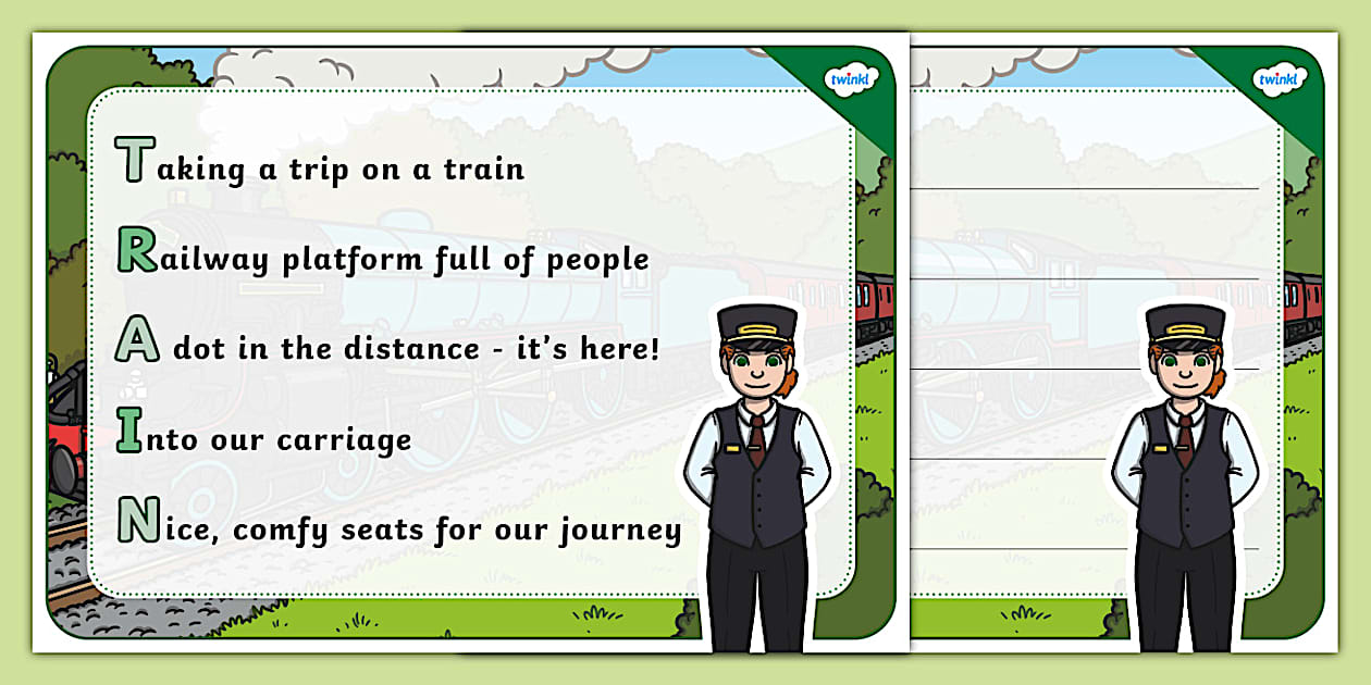 Train Acrostic Poem Example and Template (teacher made)