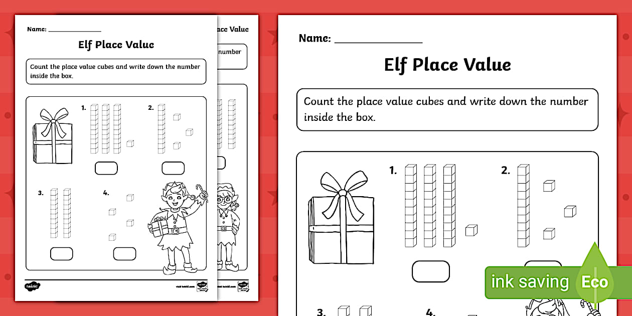 Elf Place Value Activity Sheet (teacher made) - Twinkl