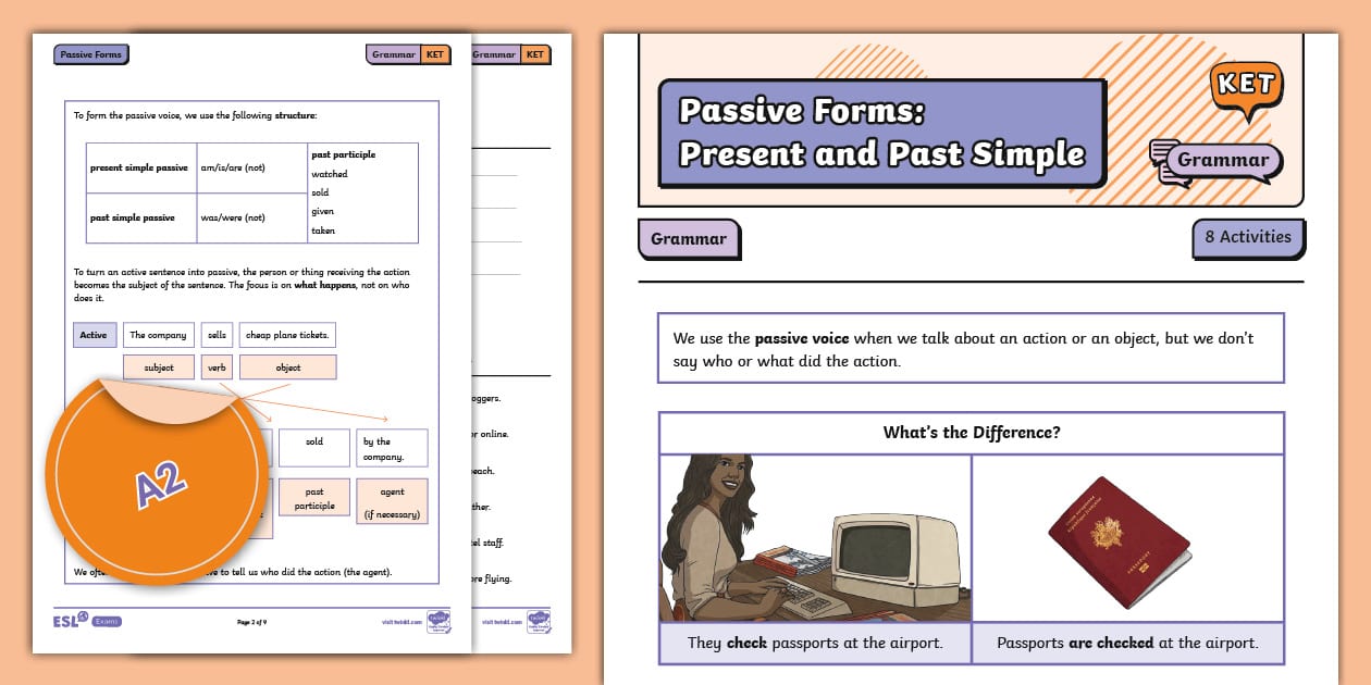 A2 Key (KET) - Passive Forms Activity (teacher made)