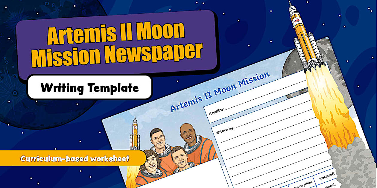Artemis II Moon Mission Newspaper Writing Template