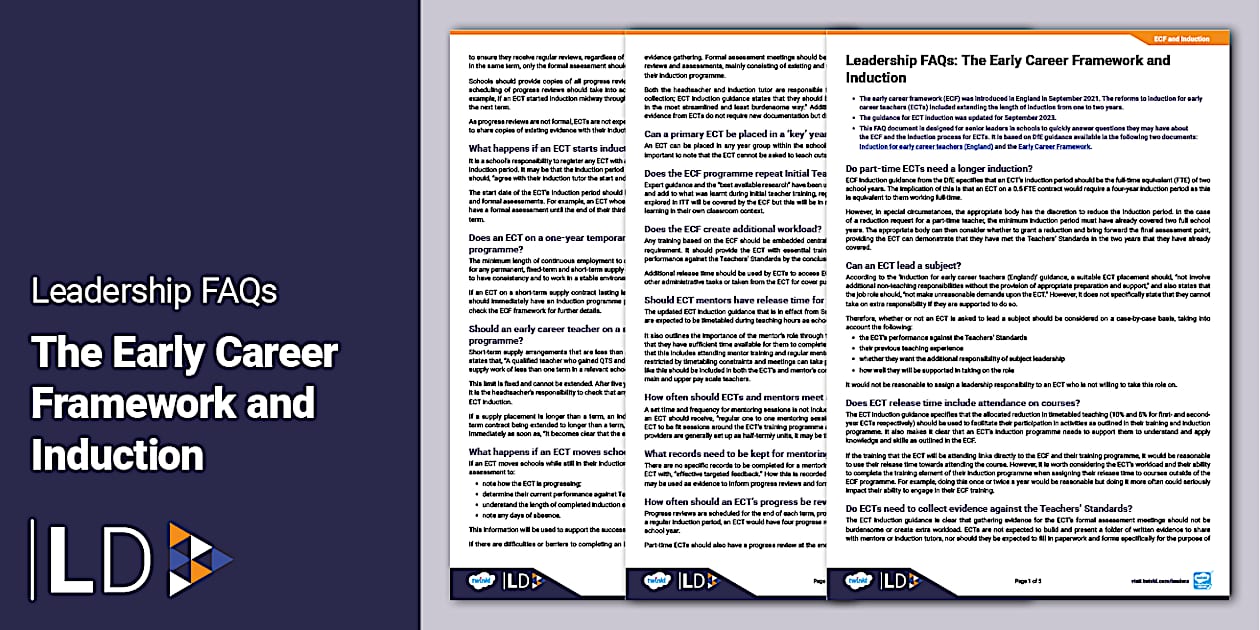 Leadership FAQs: The Early Career Framework and Induction