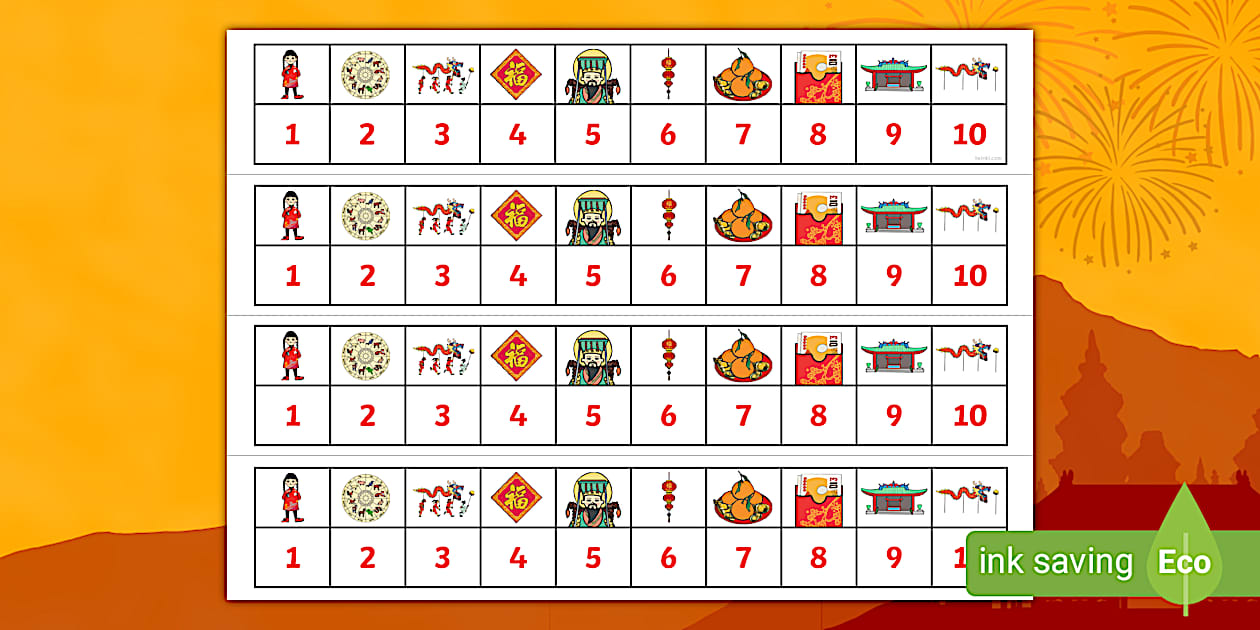 Chinese New Year Number Track (1-10) (Teacher-Made) - Twinkl