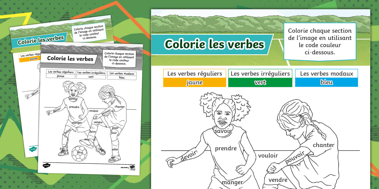 * NEW * Feuille de travail : Colorie les verbes - Twinkl