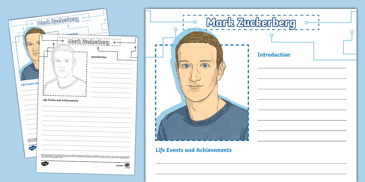 Mark Zuckerberg Biography Template (teacher made) - Twinkl