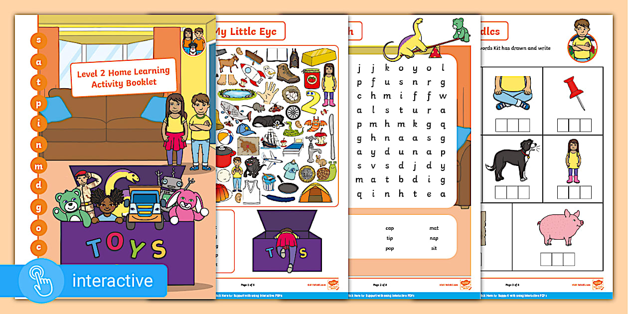 Interactive PDF: Phonics Home Learning Activity Booklet Level 2 Book 1