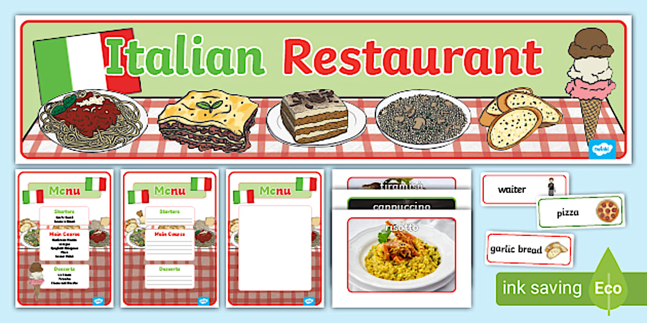 Cursive Italian Restaurant Role Play Pack (teacher made)