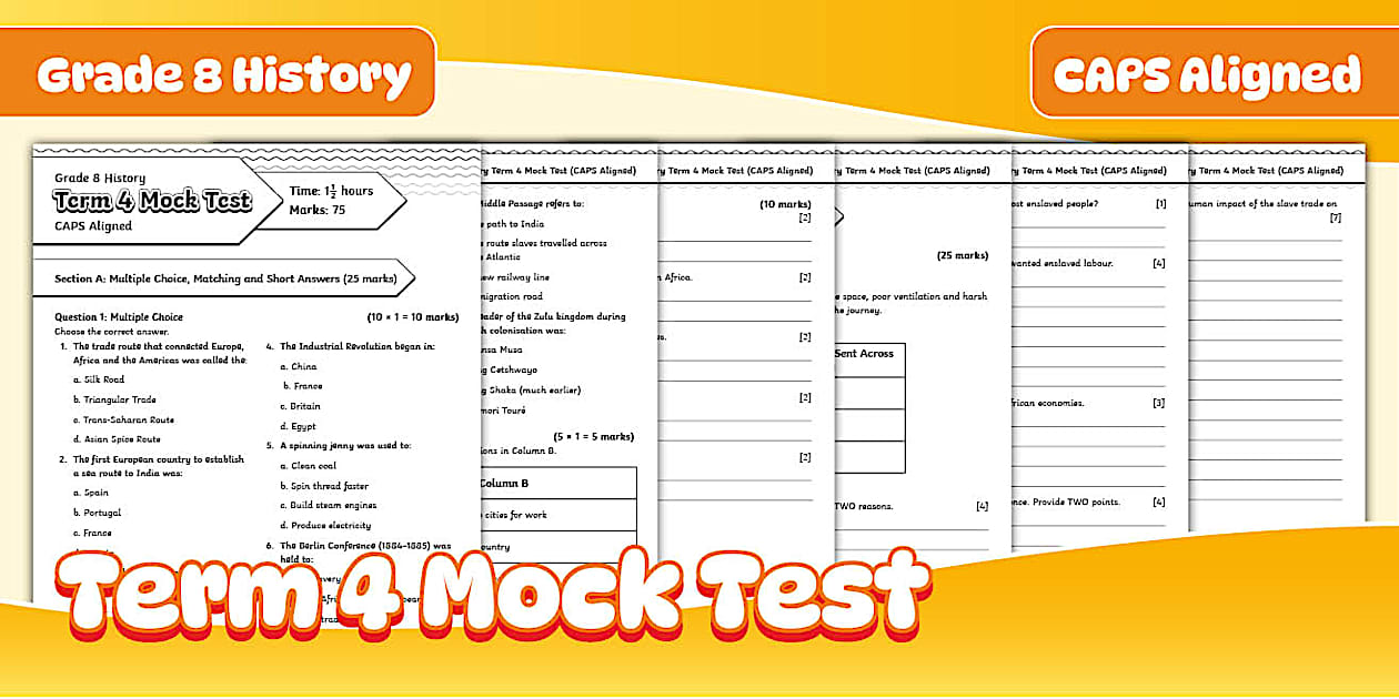 Grade 8 History Term 4 Mock Test (CAPS Aligned)