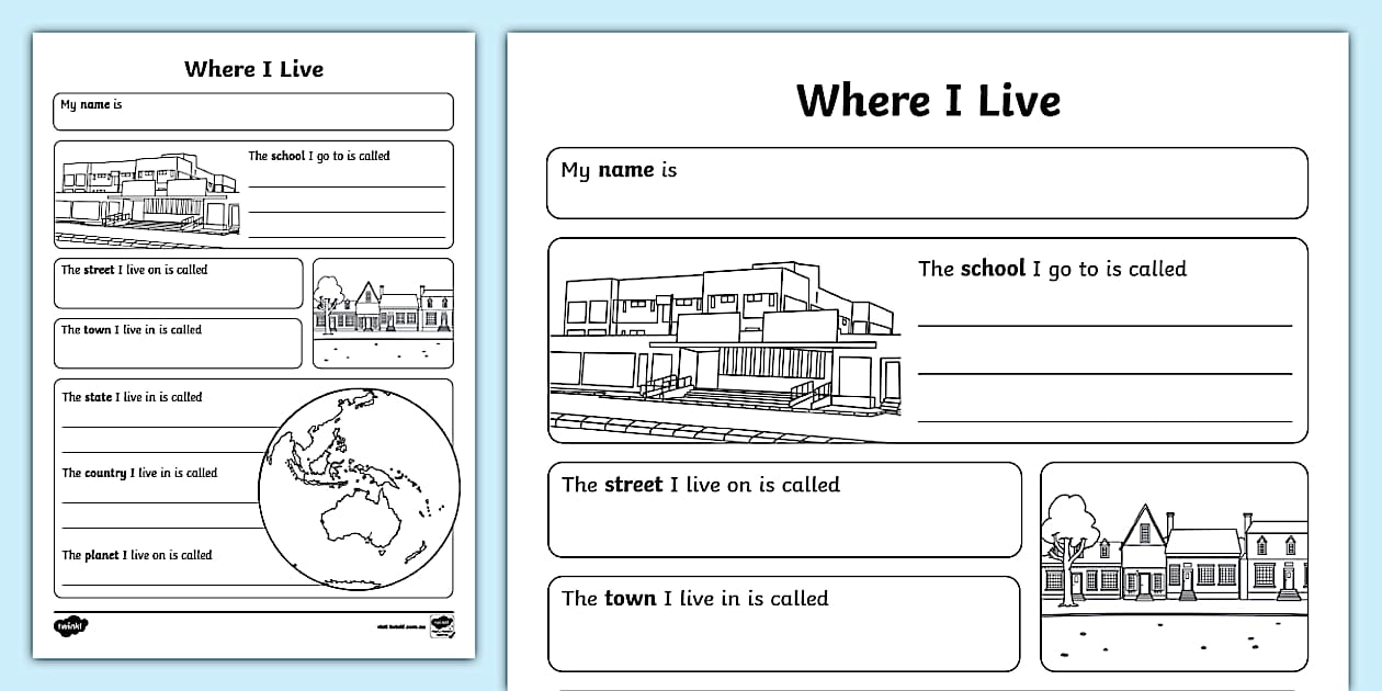 Where I Live Writing Activity (teacher made) - Twinkl