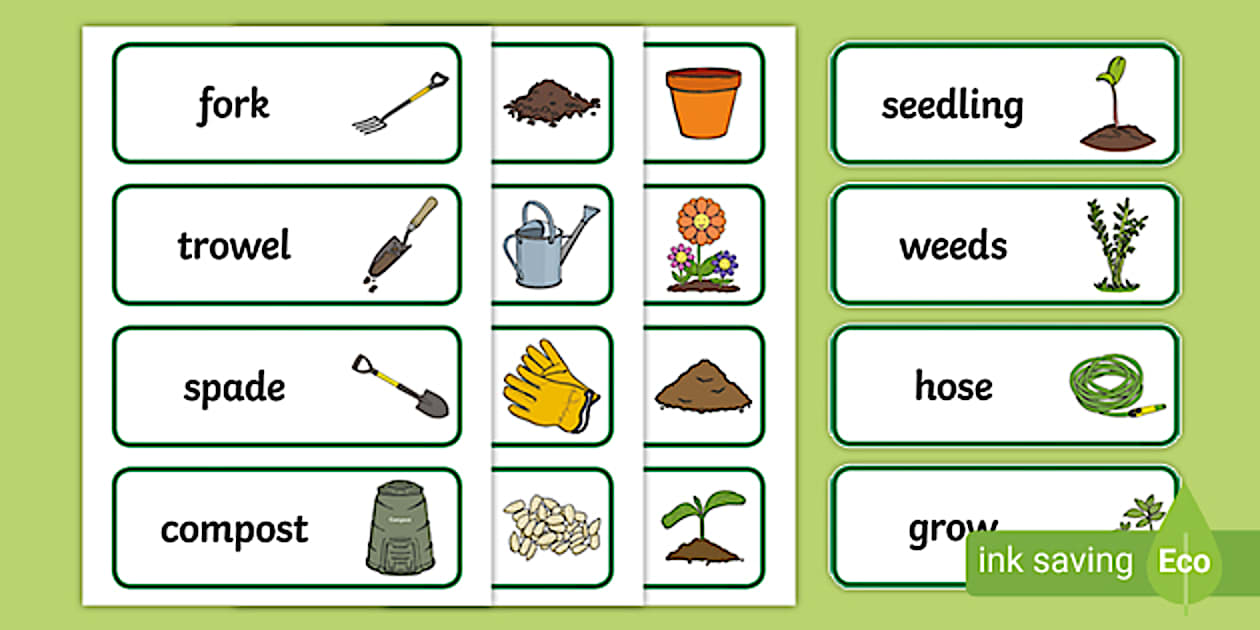 Editable Gardening Word Cards (teacher made) - Twinkl