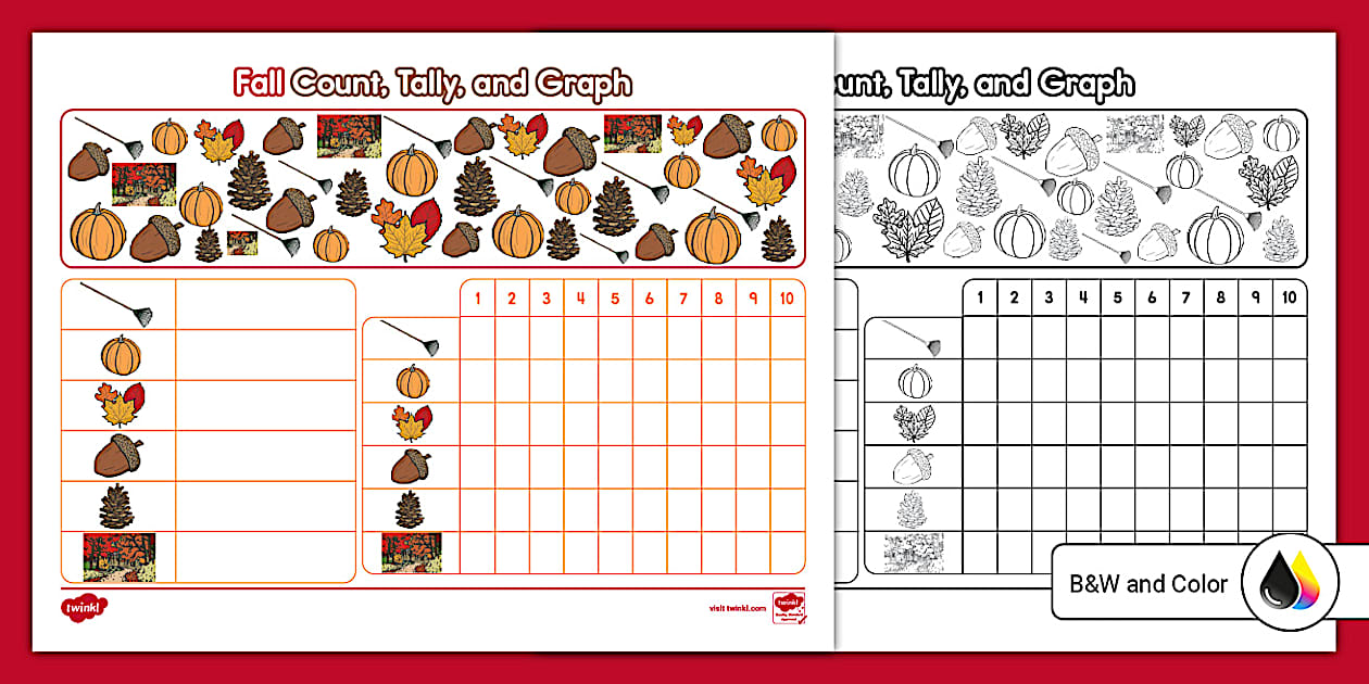 Fall Counting Worksheet | Count, Tally, Graph | Twinkl USA