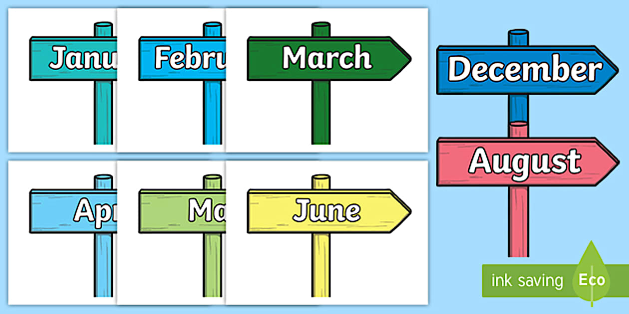 Months of the Year on Signposts (teacher made) - Twinkl