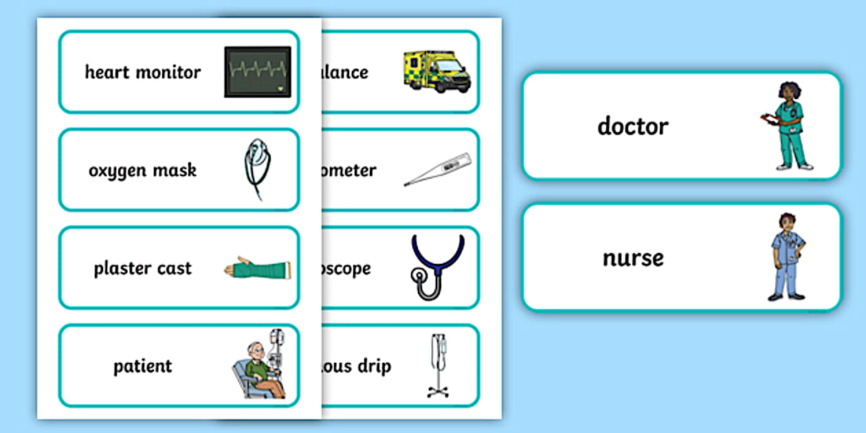 Editable Hospital Word Cards (teacher made) - Twinkl