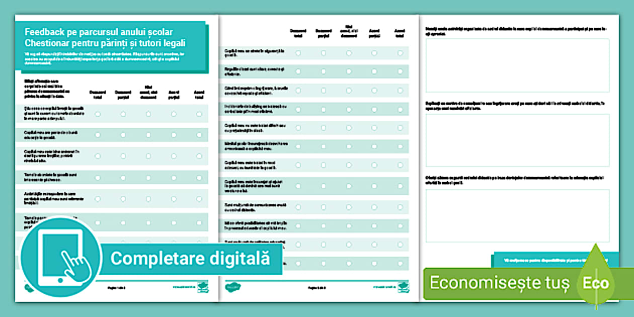 Model de chestionar pentru părinți | Twinkl România