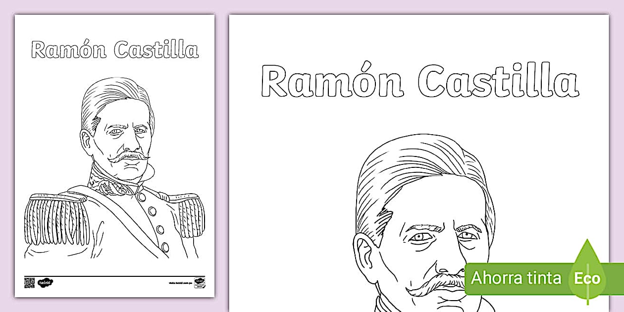 Dibujo de Ramón Castilla para colorear | Twinkl Perú