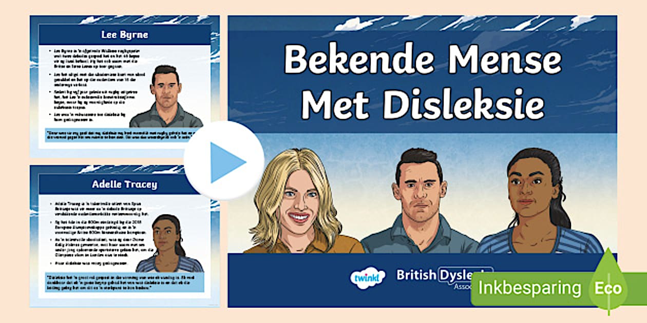 Bekende Mense Met Disleksie PowerPoint (teacher made)