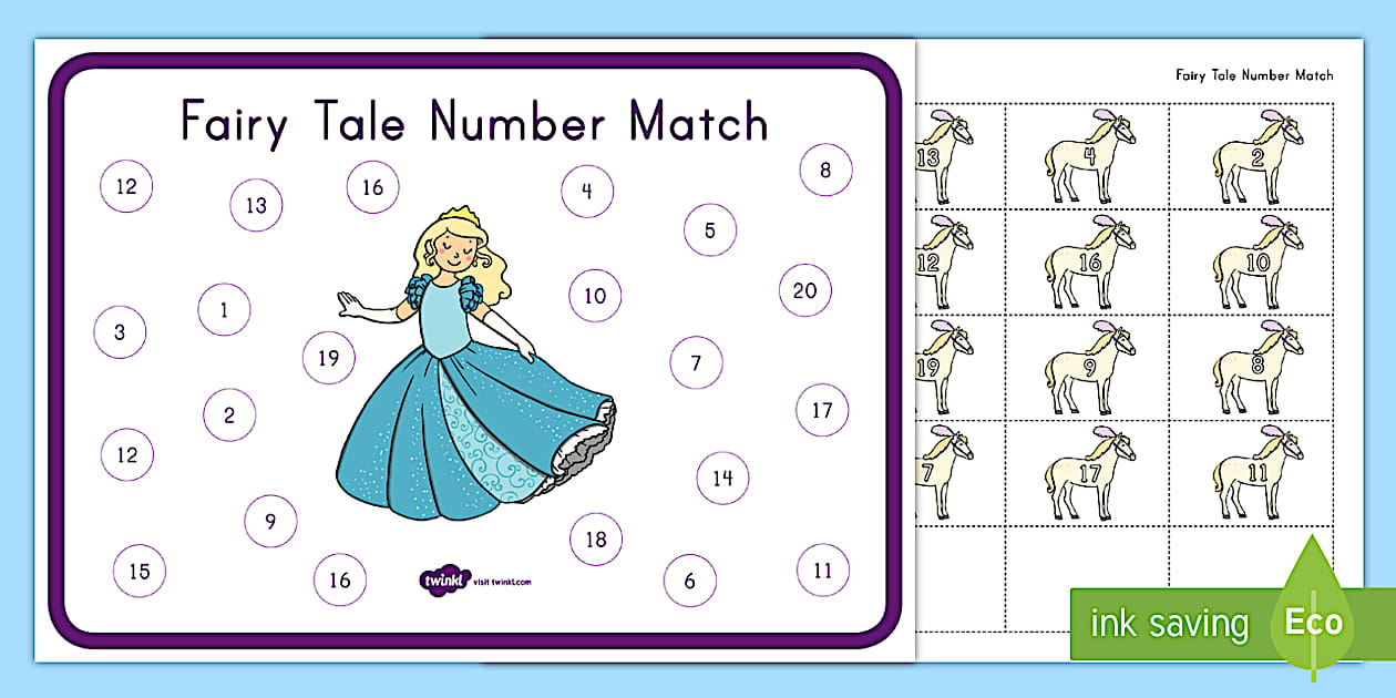 Fairy Tale Number Match Activity Mat (teacher made) - Twinkl
