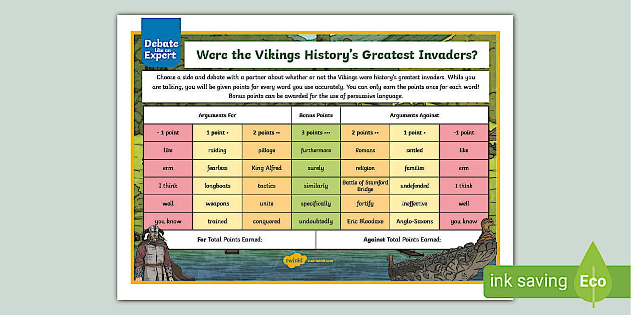 Vikings KS2 Debate Sheet | History | Twinkl | Vikings