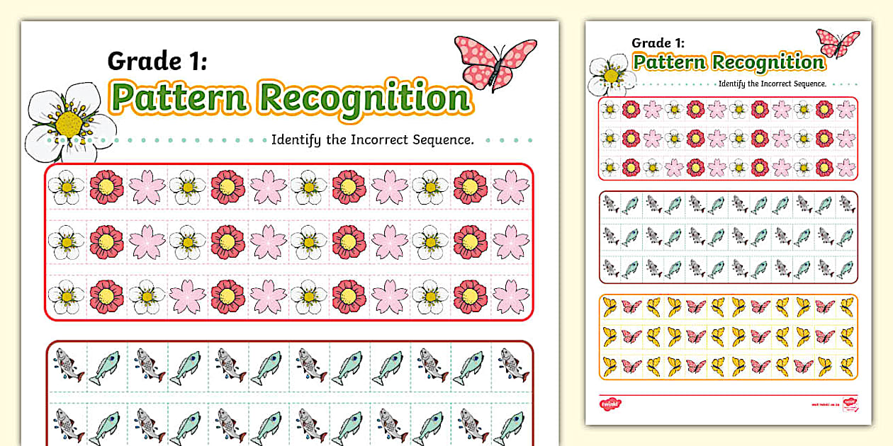 Grade1 Pattern Recognition. Identify the Incorrect Sequence.