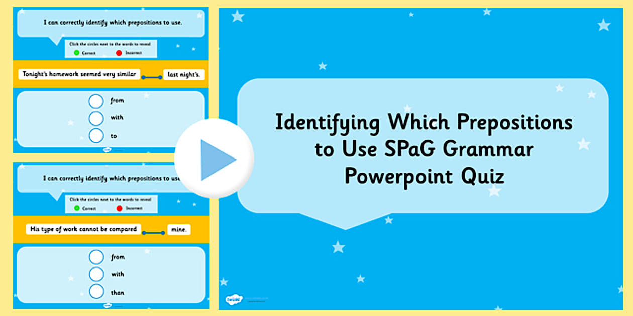 Prepositions KS2 - SPaG PowerPoint Quiz - Twinkl