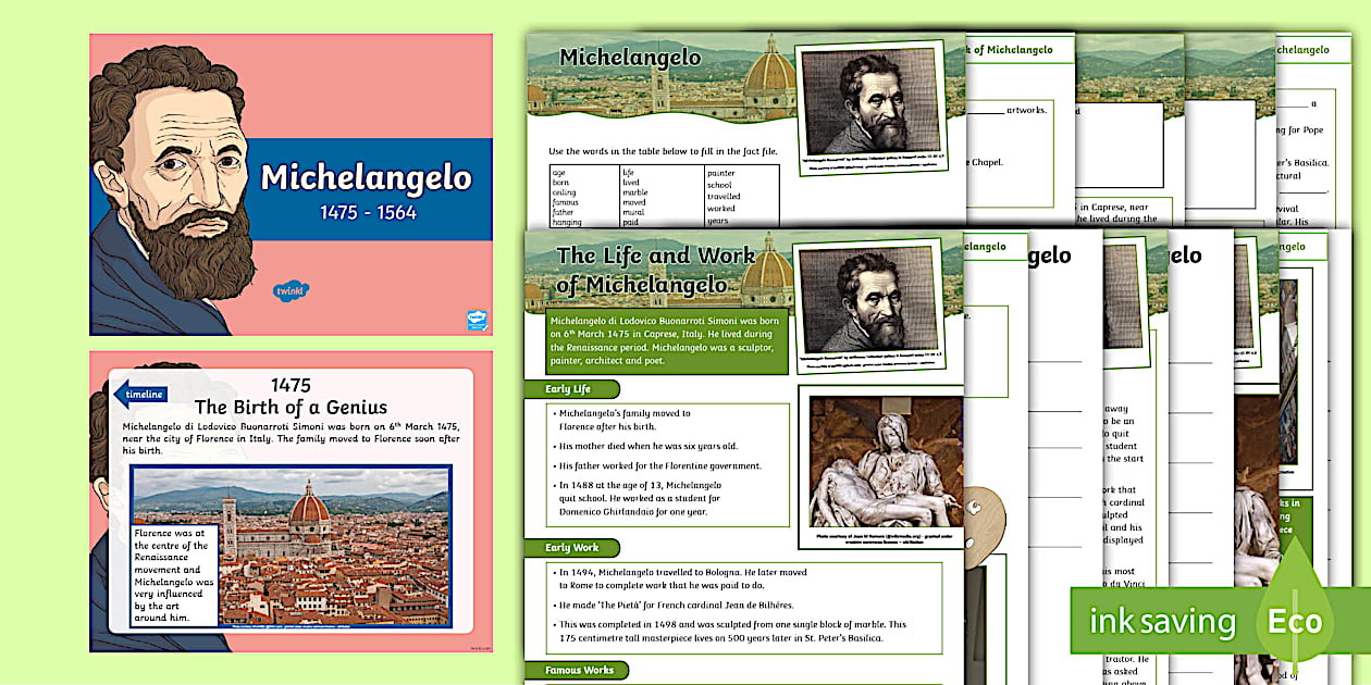Michelangelo Activity Sheets Resource Pack | Twinkl