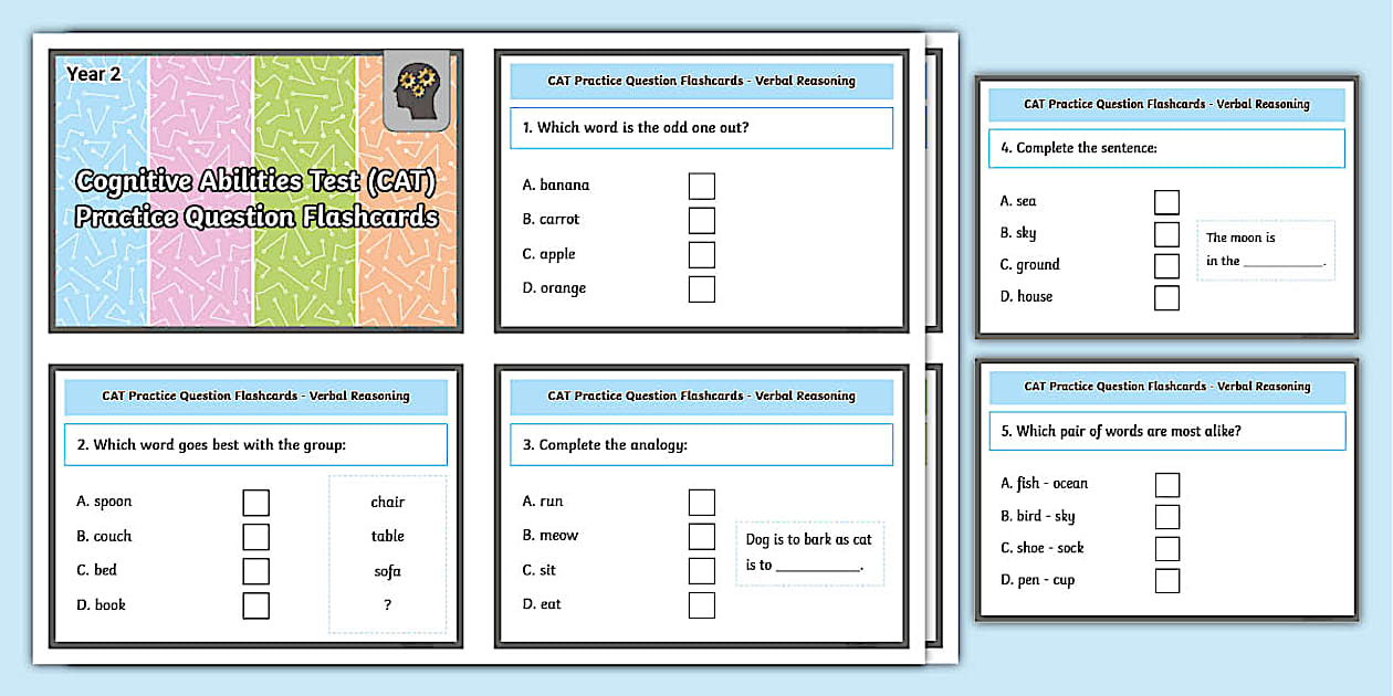 Year 2 Cognitive Abilities Test (CAT) Flashcards Practice Questions