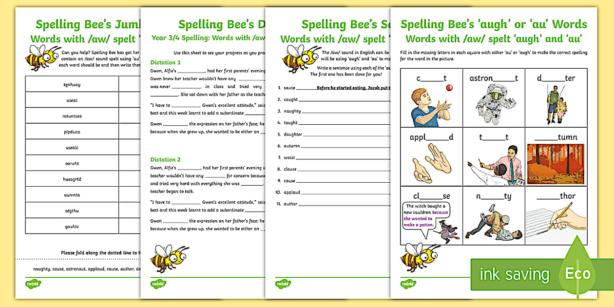 Spelling: /aw/ Sound Spelt 'augh' and 'au' (Ages 7-9)