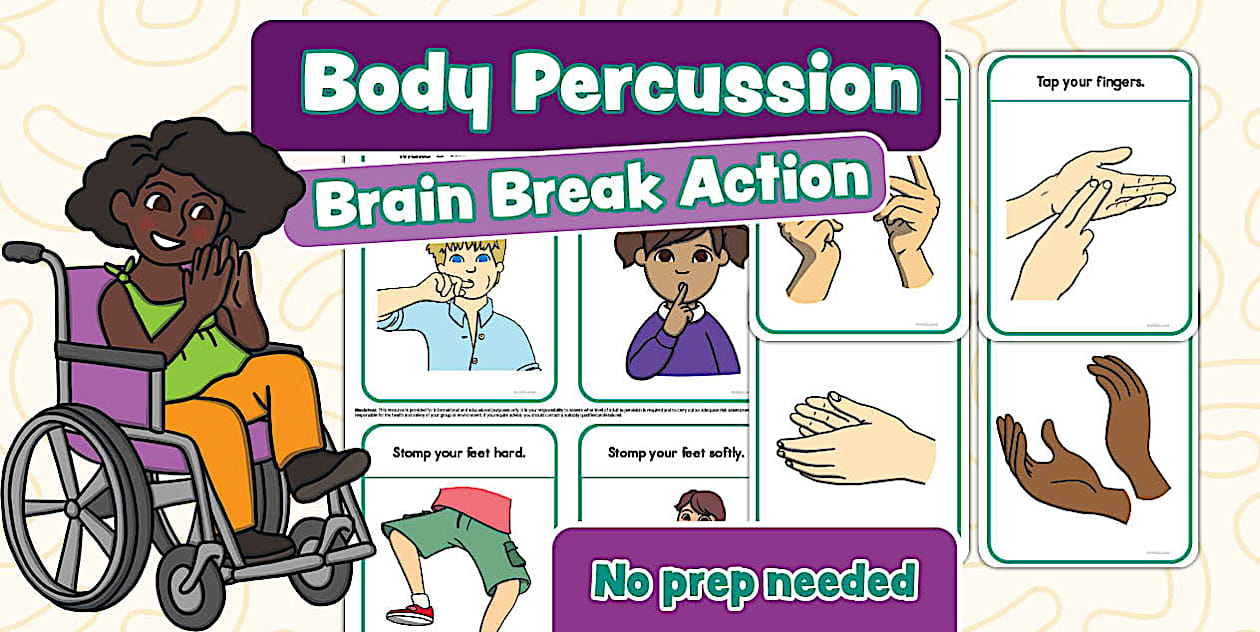 Body Percussion Brain Break Action Cards - Twinkl