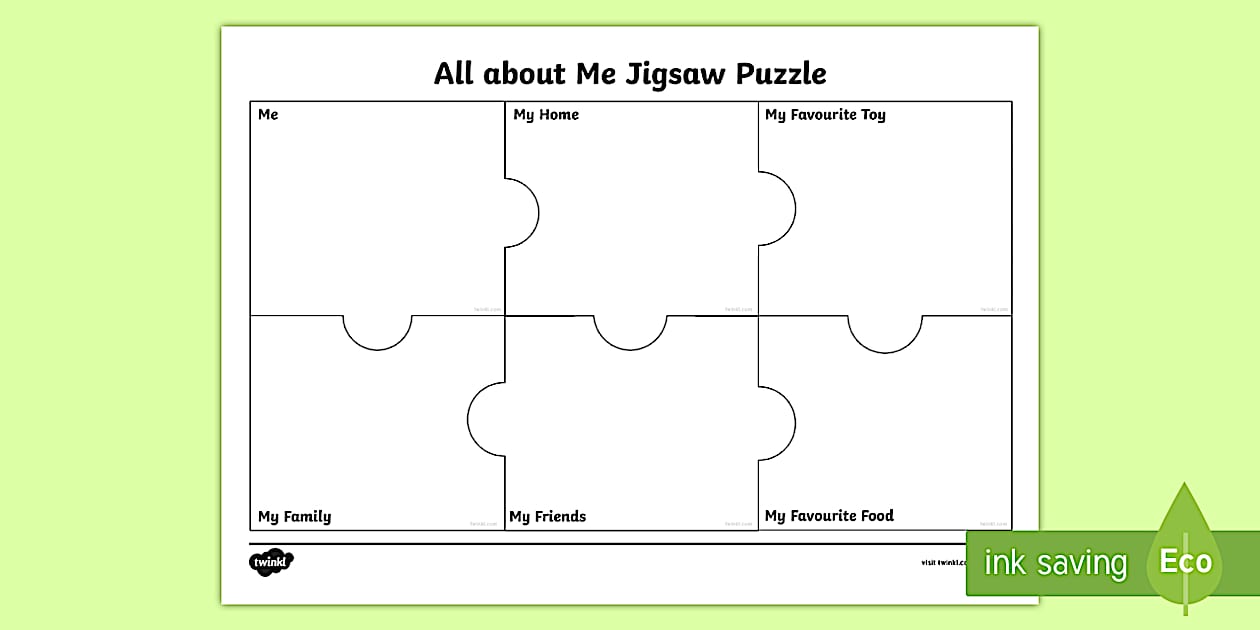 All About Me Jigsaw Worksheet - Puzzle Activity - Transition