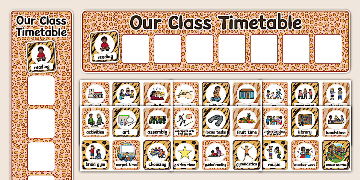 Neutral Boho Animal Print Visual Timetable (teacher made)