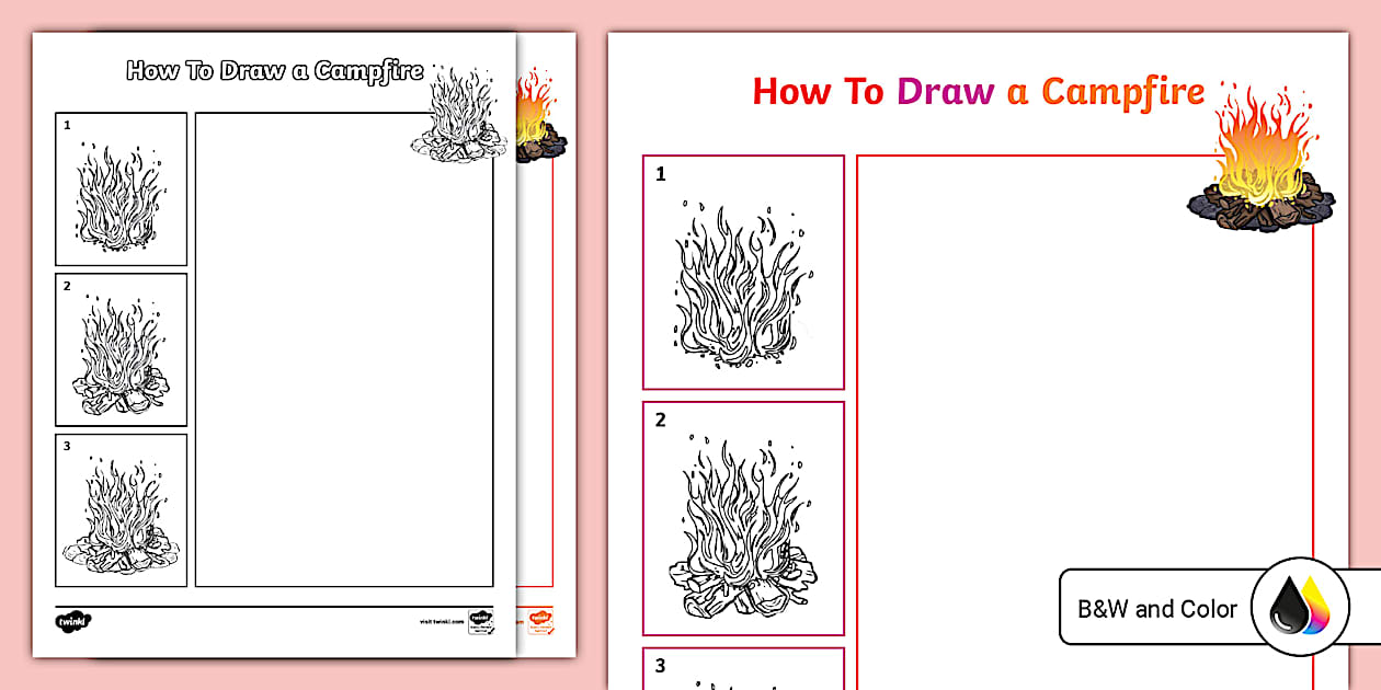 How To Draw a Campfire Worksheet - Twinkl