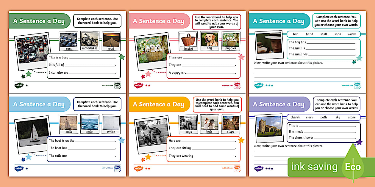 A Sentence a Day Activity Sheets | KS1 English Resources