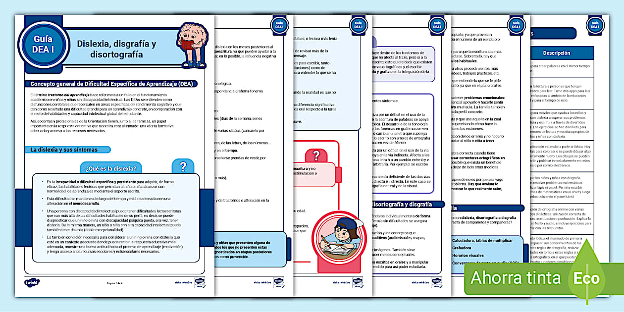 Guía sobre dislexia, disgrafía y disortografía - Twinkl