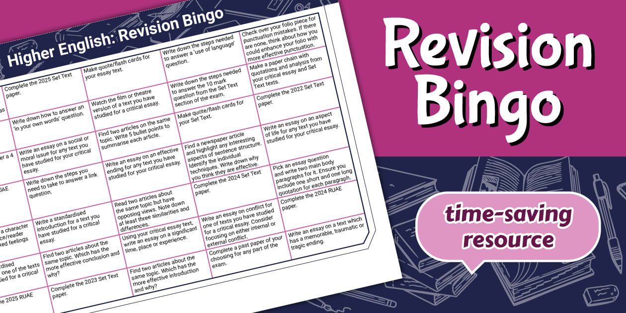 Higher English: Revision Bingo