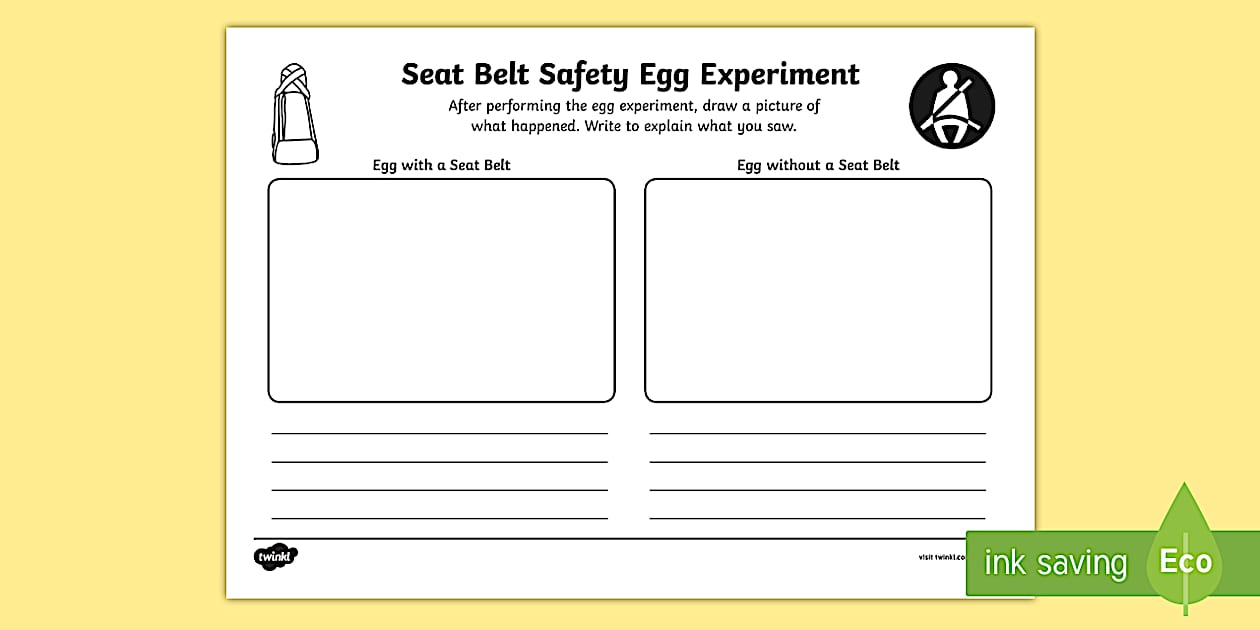 Seat Belt Safety Egg Experiment Worksheet - Twinkl