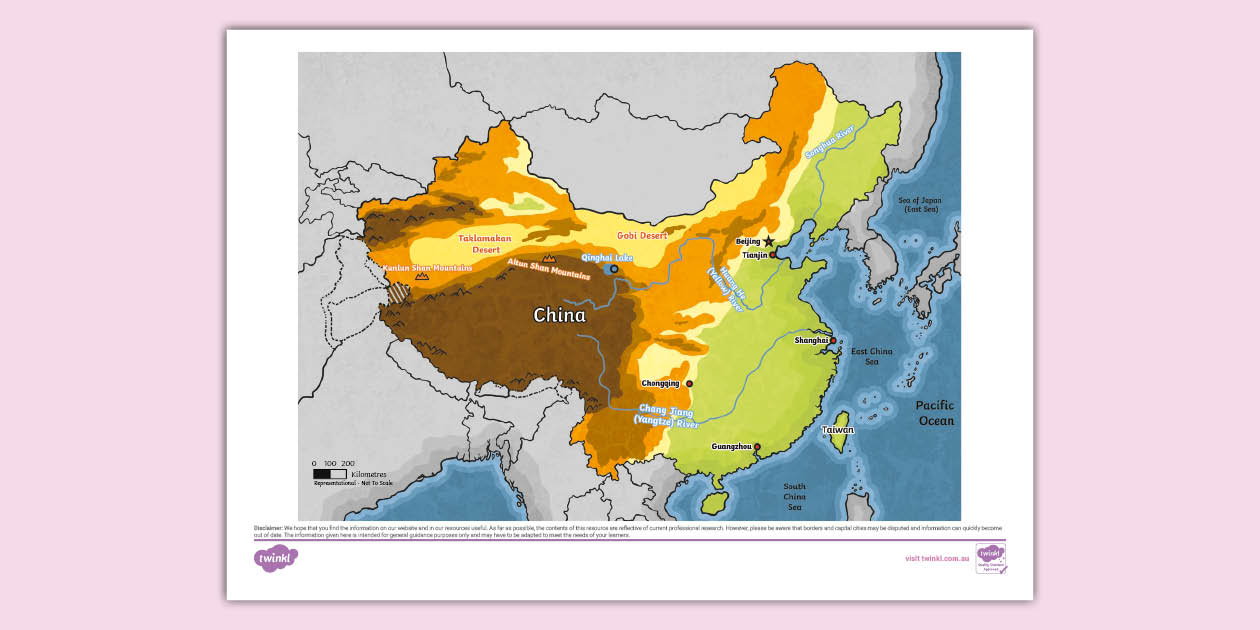 China Geography Map - Geography - Primary Resources - Twinkl