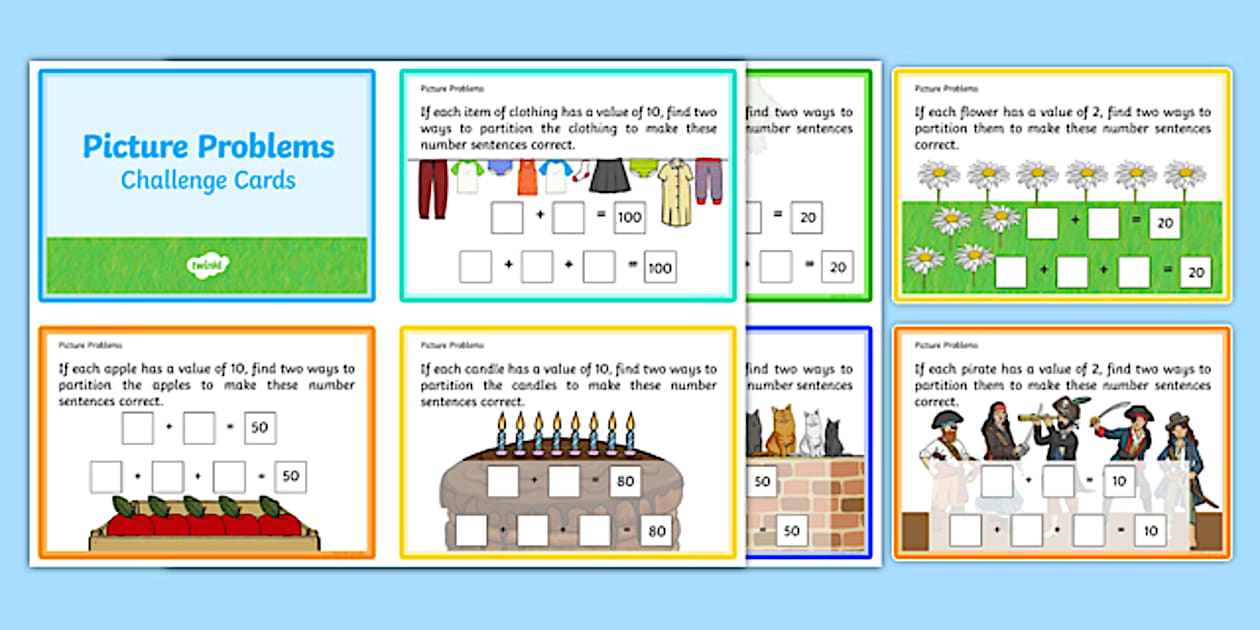 Editable Picture Problems Challenge Cards (teacher made)