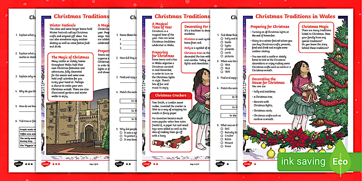 Christmas Traditions in Wales Differentiated Reading Comprehension