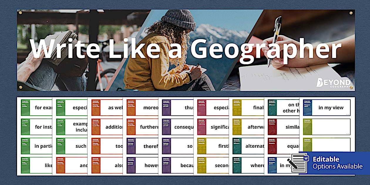 Connectives in Geography Display Cards | Beyond Secondary
