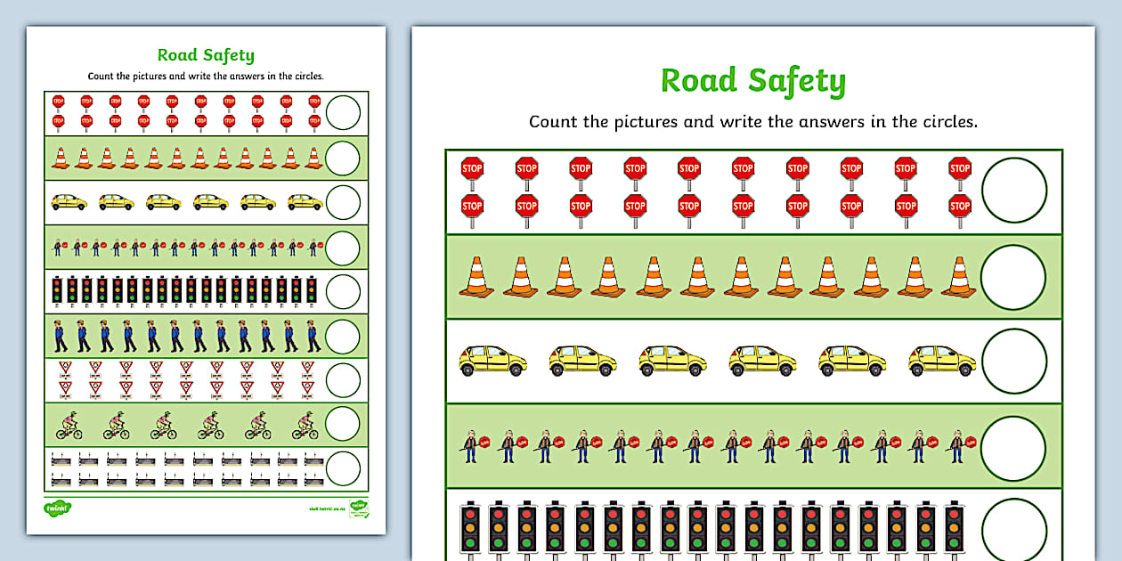 Road Safety Counting up to 20 Activity (teacher made)