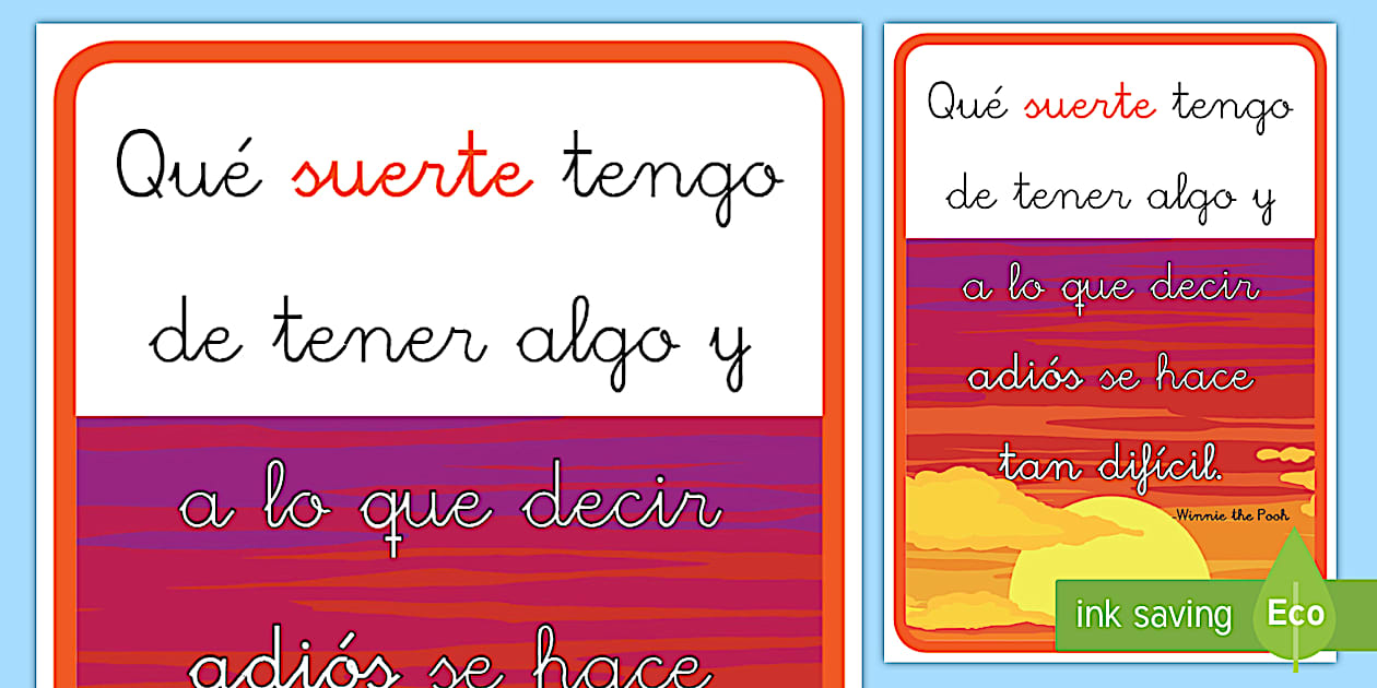 Póster DIN A4: Qué suerte tengo... (Hecho por educadores)