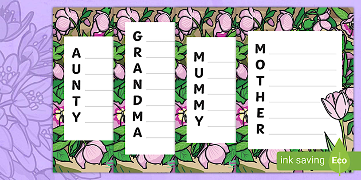 Black and White Mother's Day Acrostic Poem (teacher made)
