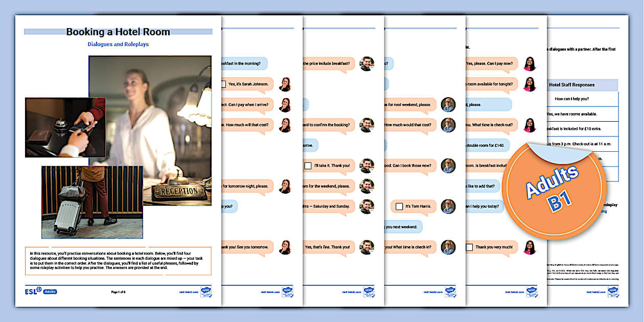ESL Booking a Hotel (teacher made) - Twinkl