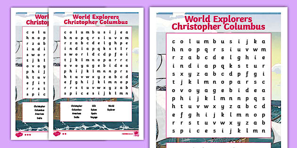 Crash Course Podcast Explorers Columbus Word Search - Twinkl