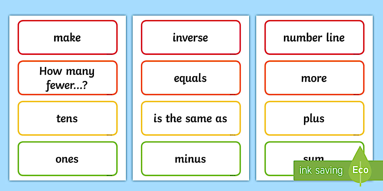 KS1 Addition and Subtraction Vocabulary Word Cards - Twinkl
