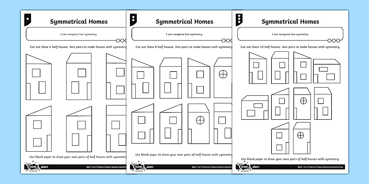 PlanIt Maths Y2 Properties of Shapes Symmetrical Homes Home Learning Tasks