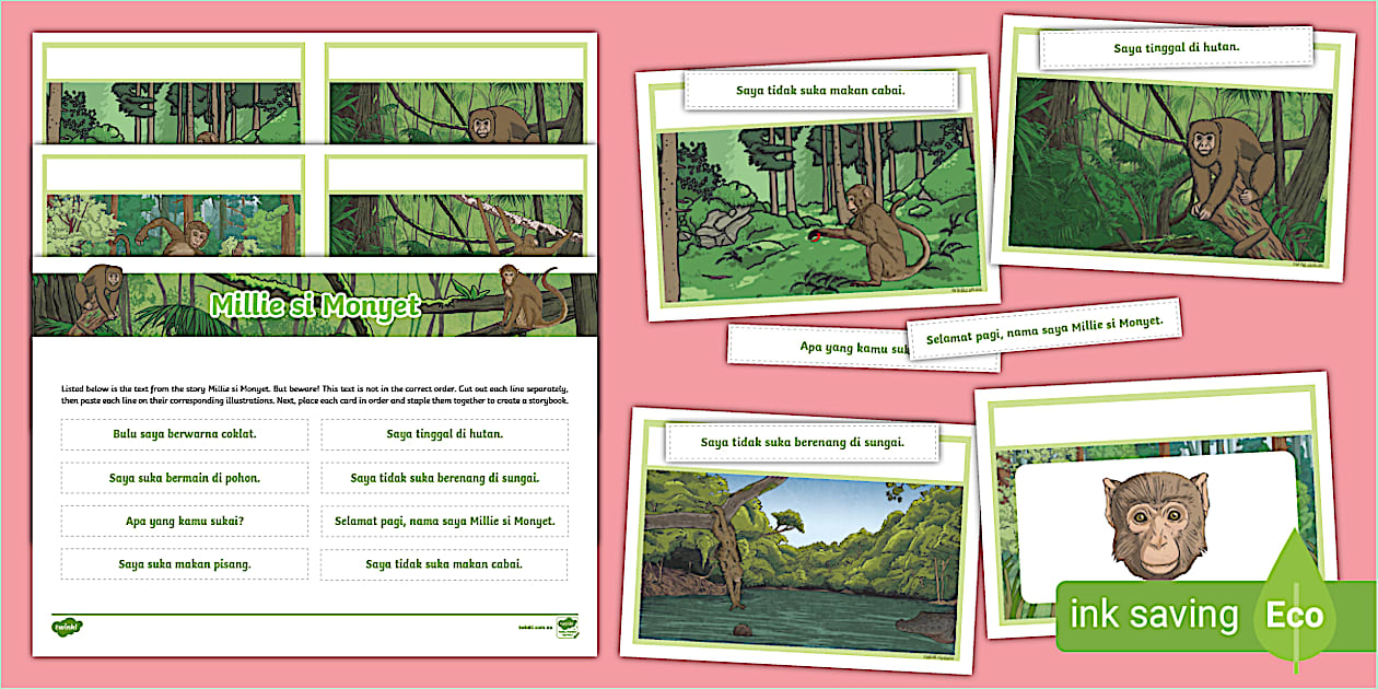 Millie si Monyet Indonesian Story Sequencing Activity