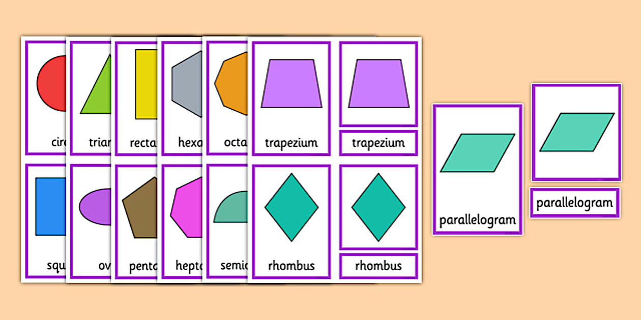 2D Shape Three Part Cards (teacher made) - Twinkl