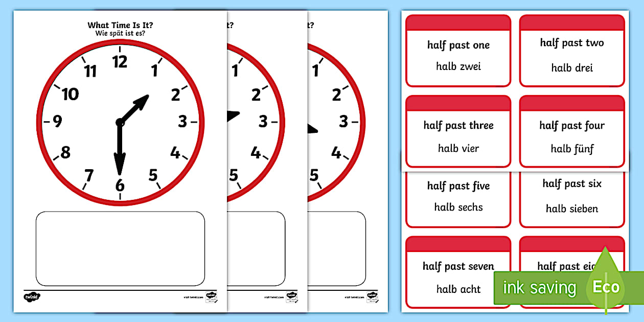 Analogue Clocks Game English/German (teacher made) - Twinkl