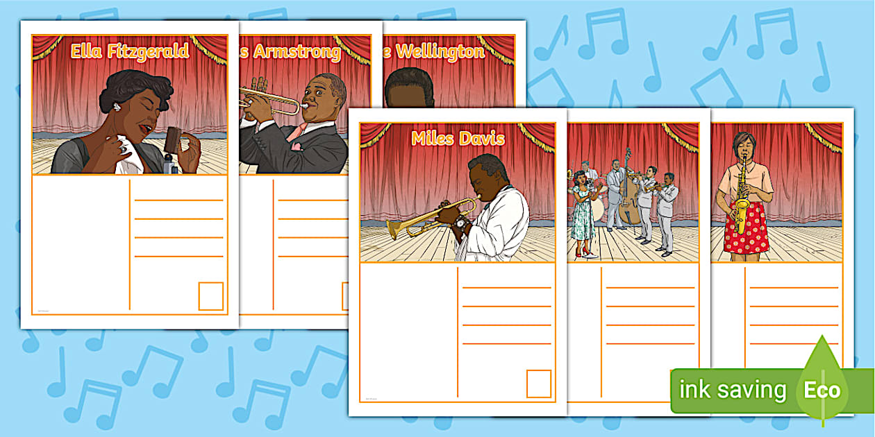 These jazz postcards will be a fun gift to send to friends.