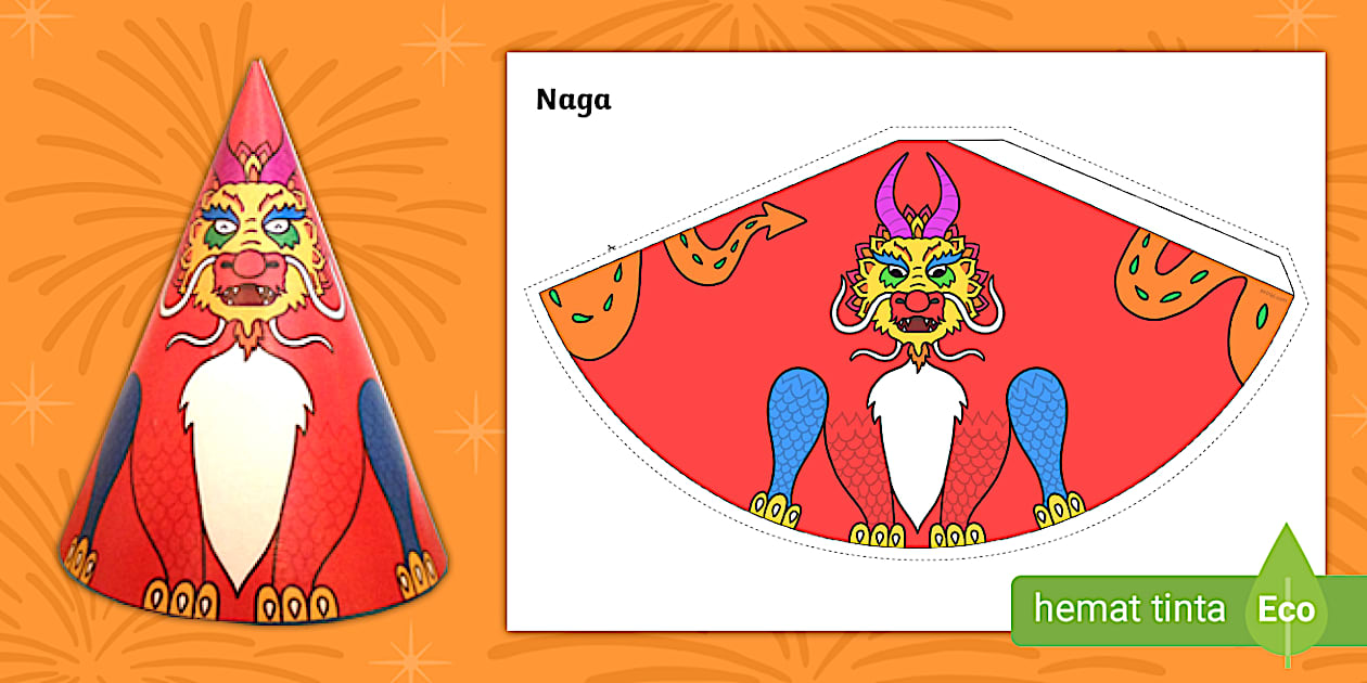 Topi Kerucut Naga Edisi Imlek Tahun Naga (teacher made)